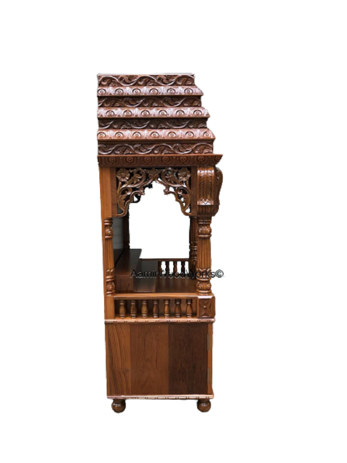 South Indian Shikhar Steps Kalash Teak Wood Mandir – Handcrafted Home ...